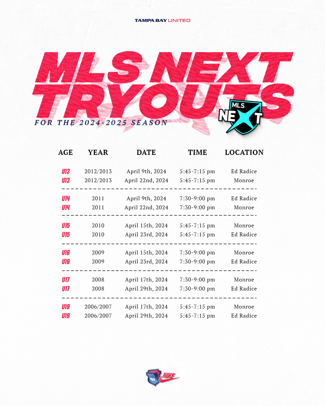 MLS NEXT - Tampa Bay United Soccer Club